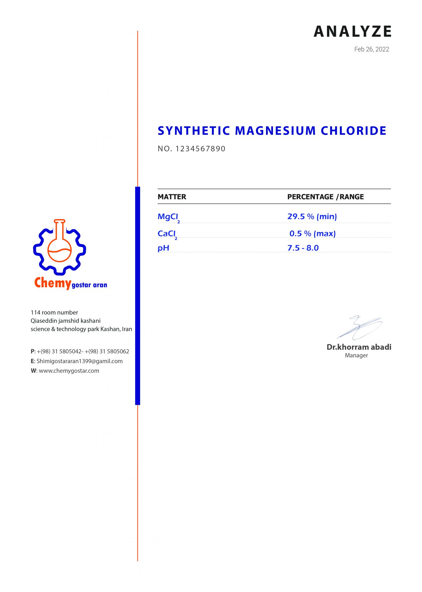 Buy Magnesium chloride + Price MgCl2